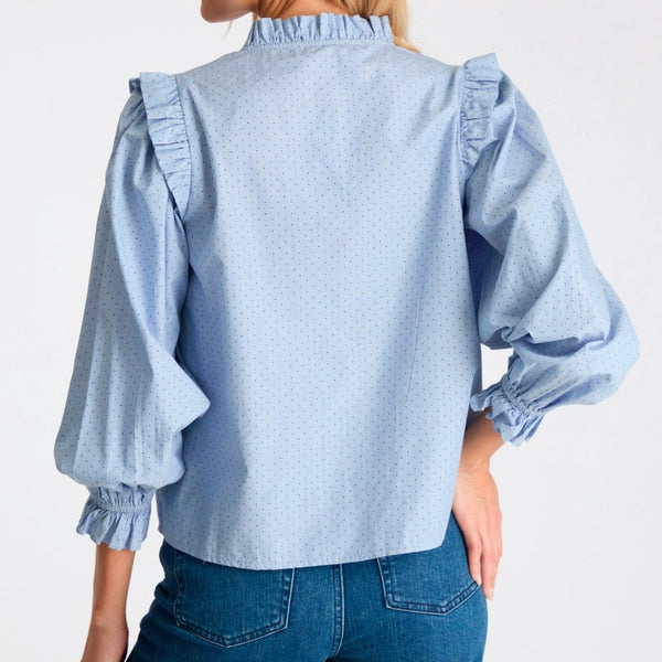 Neo Noir Charly Mini Dot Bluse Light Blue I Me And Eliza