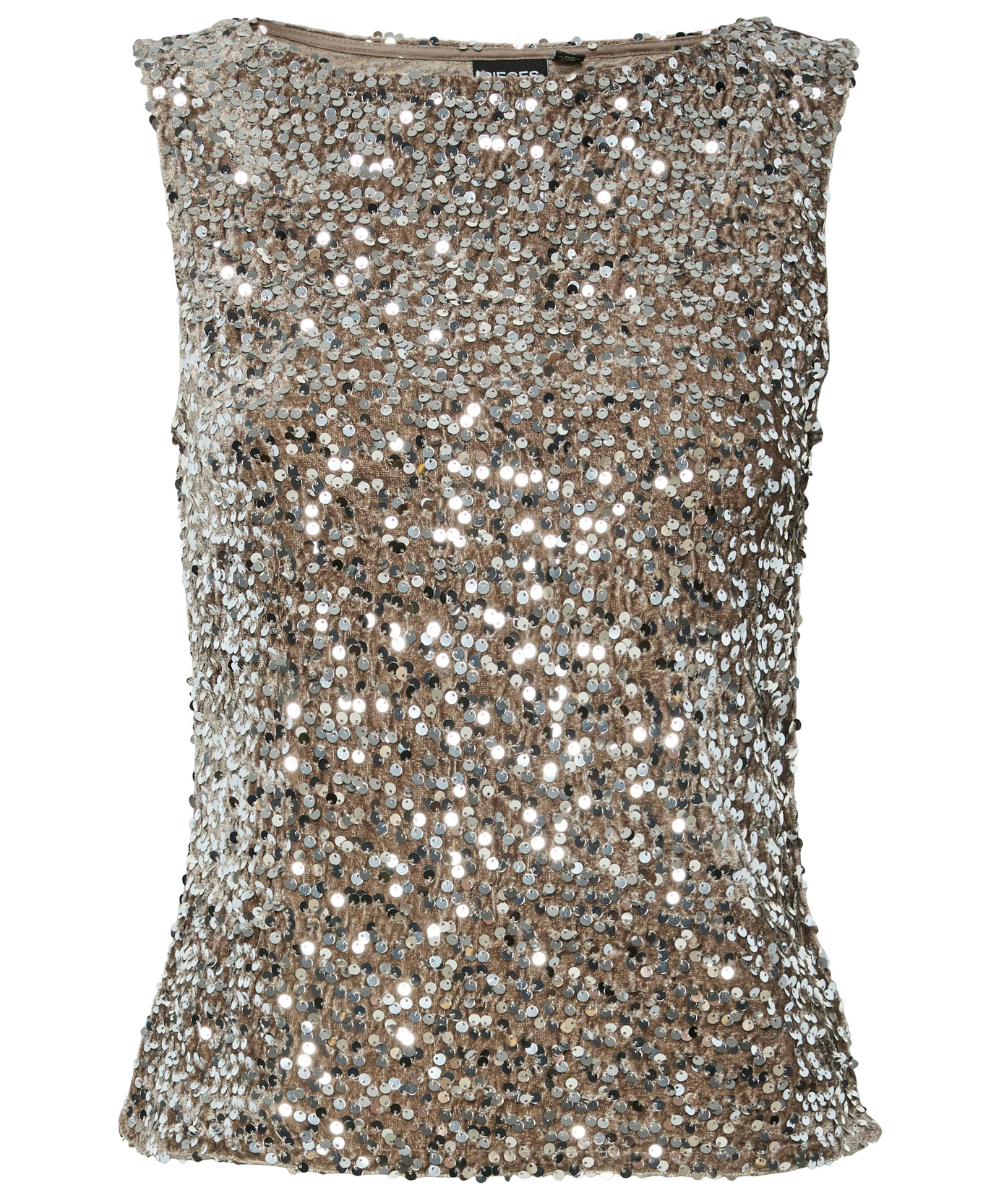 Pieces Kam Tank Top Morel Sequins I Me & Eliza