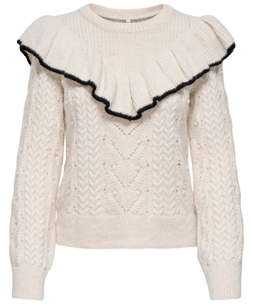 Only Isolde LS Frill O-Neck Strik Birch/Black I Me & Eliza