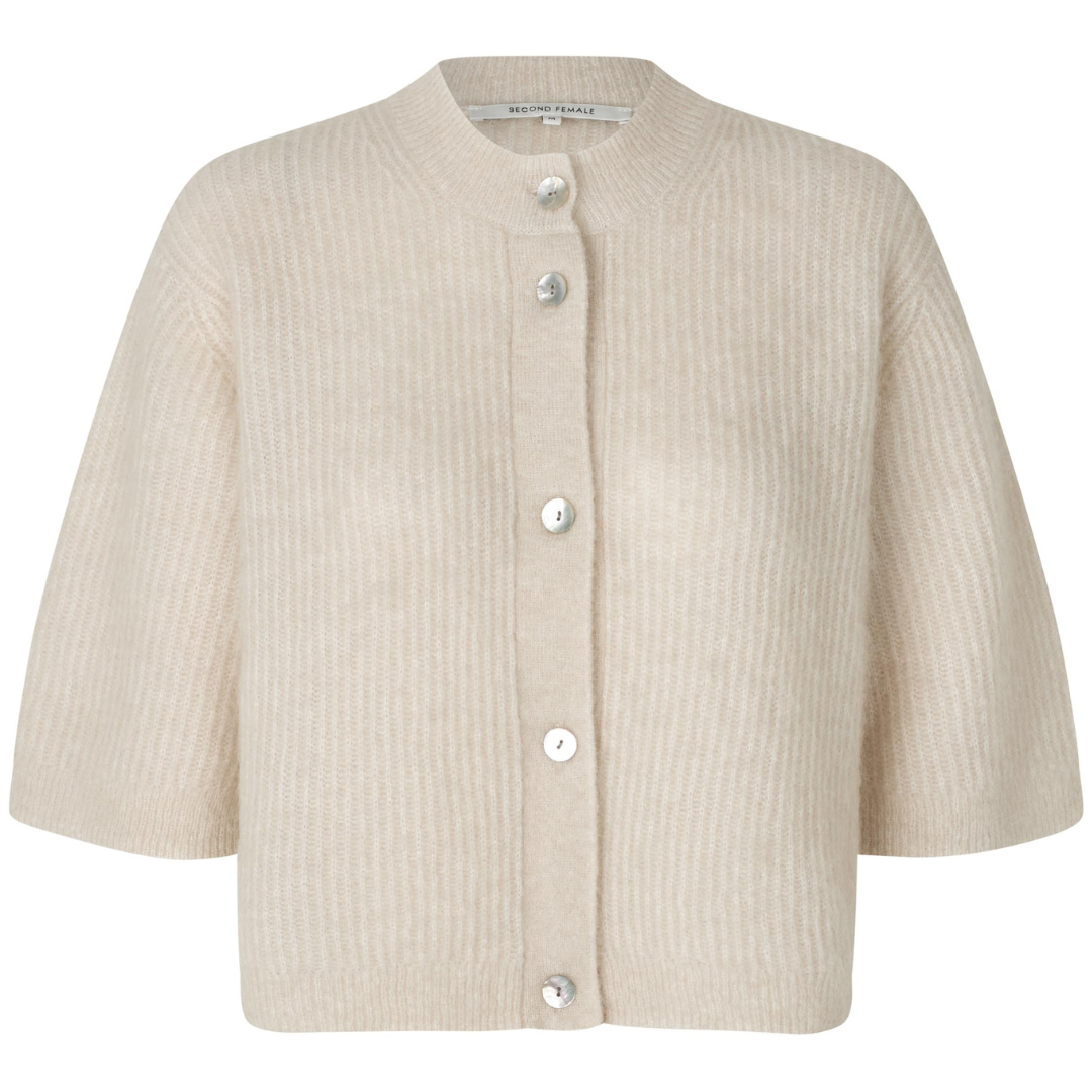 Second Female Andrea Knit Rib Cardigan Pumice Stone I Me & Eliza